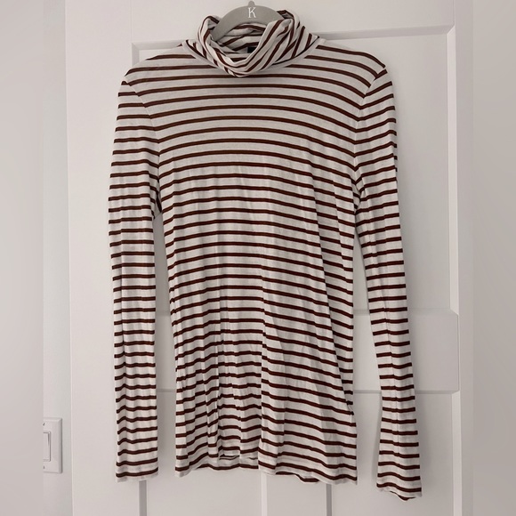 J. Crew | Tops | J Crew Turtleneck Striped Burgundy Long Sleeve Shirt ...